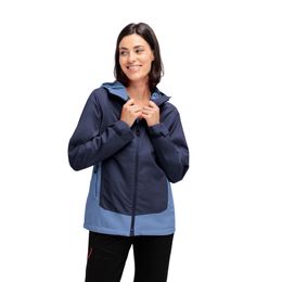 Maier Sports Damen Regenjacke "D GG Allwetterjacke", blau, Gr. 44, kontrastfarbene Details, unifarben mit Farbeins&auml;tzen, Web, Obermaterial: 100%