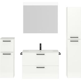 Nobilia Badm&ouml;bel-Set &raquo;Tolvina&laquo; vormontiert, mit Soft-Close, 4 Stk. tlg. wei&szlig; B/H/T: 160cmcm x 169cmcm x 48,7cmcm, Griffe schwarz