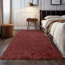 OTTO home Hochflor-Teppich &raquo;Banji&laquo; rechteckig 37 mm H&ouml;he Uni Farben, weich und flauschig, auch als L&auml;ufer & in rund erh&auml;ltlich rot Polypropylen (PP) B