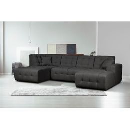 Home Affaire Wohnlandschaft &raquo;Nosia U-Form&laquo; incl. 2 Zierkissen, mit feiner Steppung grau 100% Polyester B/H/T: 297cm x 85cm x 163cm, Struktur, 