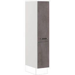 IMPULS K&Uuml;CHEN Apothekerschrank &raquo;"Prag", Breite/H&ouml;he: 30/147,5 cm, mit Soft-Close&laquo; vormontiert, mit Auszug, mit K&ouml;rben grau Dekorfolie, Holzwerkstoff 