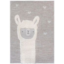 PRIMAflor-Ideen in Textil Kinderteppich &raquo;NAVAJO - Lama&laquo; rechteckig 35 mm H&ouml;he Hoch-Tief-Effekt, Motiv Lama, Kinderzimmer wei&szlig; Polypropylen (PP) B : 