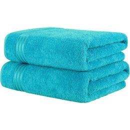 HAMMETEX Saunatuch &raquo; 2er Set extra gro&szlig;e Saunat&uuml;cher&laquo; 100% Baumwolle &ndash; Weich & Saugf&auml;hig &ndash; Luxuri&ouml;se Gro&szlig;e Spa-Badet&uuml;cher blau Frottier, Baumwolle B/L