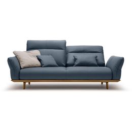 Creation BY ROLF BENZ 3-Sitzer &raquo;CR.460 Designsofa mit erstklassigem Sitzkomfort&laquo; Sockel in Nussbaum, F&uuml;&szlig;e Nussbaum, Breite 208 cm blau NaturLEDER 