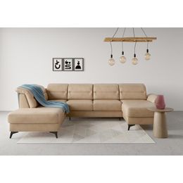 Sit & More sit&more Wohnlandschaft &raquo;Sinatra U-Form&laquo; optional mit Kopfteilverstellung und Armteilfunktion, Metallf&uuml;&szlig;e braun 100% Polyester B/H/T: 326cm x 85cm x 