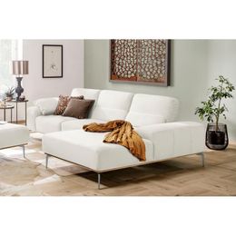 W.Schillig Ecksofa &raquo;run, Designsofa, bequem, L-Form&laquo; mit elegantem Holzsockel, F&uuml;&szlig;e in Chrom gl&auml;nzend, Breite 299 cm wei&szlig; Longlife Xtra-Leder Z73: 
