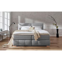 Home Affaire Boxspringbett &raquo;Wehma&laquo; inkl. Topper in 3 verschiedenen Matratzen, auch in Samtstoff grau Struktur fein (100% Polyester) Struktur fein, 