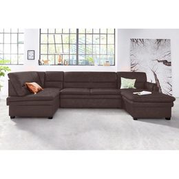 Sit & More sit&more Wohnlandschaft &raquo;Pisa U-Form&laquo; mit Federkern, wahlweise mit Schlaffunktion braun Flachgewebe (100% Polyester);Luxus-Microfaser1 (100% Polyester