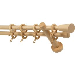 Garesa Gardinenstange &raquo;CLASSICO MOLIS&laquo; 2 l&auml;ufig-l&auml;ufig Wunschma&szlig;l&auml;nge Vorhanggarnitur, verl&auml;ngerbar, Wandmontage, Keil, mit Ringe und Haken beige B/L: