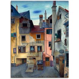 Artland Leinwandbild &raquo;Alte H&auml;user in Lindau&laquo; Fenster & T&uuml;ren 1 Stk. tlg. auf Holzrahmen gespannt blau Leinwand B/H/T: 45cm x 60cm, Leinwandbild Fenster & 