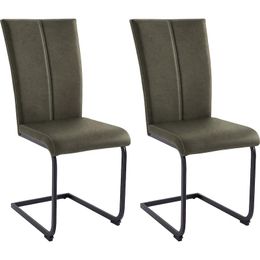 Home Affaire Freischwinger &raquo;Nils&laquo; (Set) 2 Stk.Stuhl belastbar bis 120 Kg, Gestell Metall im Chrom-Look oder Schwarz gr&uuml;n Holzwerkstoff, Metall, 