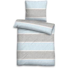 Biberna Bettw&auml;sche &raquo;Jonas&laquo; 2 Stk. kuschelig warm, weich, pflegeleicht, 100% Baumwolle, made in Germany blau Flanell, Obermaterial: 100% Baumwolle B/L: 135cm x