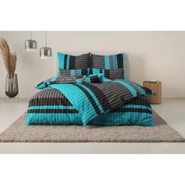 OTTO home Bettw&auml;sche &raquo;Philine&laquo; 2 Stk. mit modernen Streifen, Bettw&auml;sche aus Baumwolle, ab Gr. 135x200 cm blau Linon, Obermaterial: 100% Baumwolle B/L: