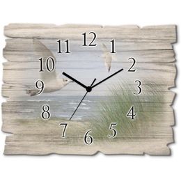 Artland Wanduhr &raquo;Nordseestrand mit M&ouml;wen&laquo; wahlweise mit Quarz- oder Funkuhrwerk, lautlos ohne Tickger&auml;usche blau B/H/T: 40cm x 30cm x 0,6cm, Quarzuhr