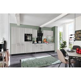 Wiho-K&uuml;chen wiho K&uuml;chen K&uuml;che &raquo;Nisos&laquo; Soft-Close, 370 cm, Backofen matt schwarz, Teleskopauszug wei&szlig; B/H/T: 370cm x 60cm