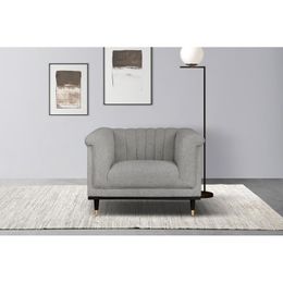 Home Affaire Sessel &raquo;Chamby&laquo; mit Holzrahmen unten und Steppung im Lehnenbereich grau 100% Polyester;Samtoptik (100% Polyester), Scheuertouren >100.000