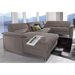Sit & More sit&more Wohnlandschaft &raquo;Top Ascara U-Form&laquo; inklusive Boxspring/Federkern-Polsterung, wahlweise mit Schlaffunktion grau NaturLeder in Sitz und R&uuml;cken,