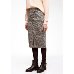 Damen Midirock, grau, Gr. 44, STREET ONE STUDIO, Web, 81% Baumwolle, 17% Polyester, 2% Elasthan, R&ouml;cke, mit Leo-Muster