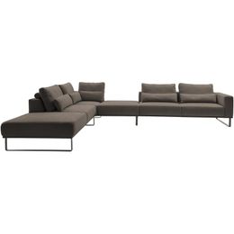 Musterring Ecksofa &raquo;JustB! PM100 bequem, modern, elegant und viel Platz, bodenfrei&laquo; mit Zwischenhocker, wahlweise mit Funktion und Kissen, Ma&szlig;e 290 x 308 braun 