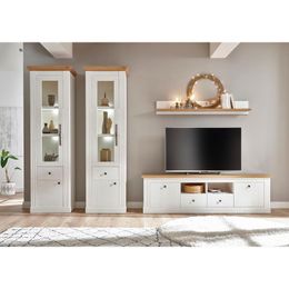 OTTO home Wohnwand &raquo;Sherwood, Anbauwand im Landhausstil, Komplettset, Wohnzimmer-Set&laquo; Set, 4 Stk. tlg. wei&szlig; B/H/T: 342cmcm