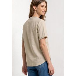 Street One Damen Shirtbluse, beige, Gr. 34, unifarben, Web, 60% Leinen, 40% Baumwolle, Blusen, mit Leinenanteil