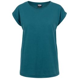 Urban Classics Damen T-Shirt "Urban Classics Damen Ladies Extended Shoulder Tee 2-Pack", gr&uuml;n, Gr. S, unifarben, 100% Baumwolle, Shirts