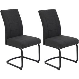 Hela Freischwinger &raquo;BRINDISI, Esszimmerstuhl&laquo; (Set) 2 Stk.XL-Sitz,Federkorb,140kg belastbar,Zertifizierter "Waterfree" Stoff schwarz Metall, Polyester