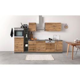 KOCHSTATION K&uuml;chenzeile &raquo;KS-Samos&laquo; Breite 310 cm, wahlweise mit E-Ger&auml;ten und Induktionkochfeld braun B/H/T: 310cm x 200cm x 60cm,mit 