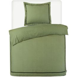 Kayori Bettw&auml;sche &raquo;Yamato&laquo; 2 Stk. Hergestellt aus 100% reinem &auml;gyptischen Baumwollperkal . gr&uuml;n Perkal (Bio-Baumwolle), Obermaterial: 100% Baumwolle B