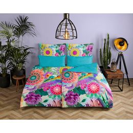 HIP Wendebettw&auml;sche &raquo;Aviva&laquo; 2 Stk. Mako-Satin, 135x200, Rei&szlig;verschluss, Wendeoptik, Mandala, Bunt, wei&szlig; bunt Satin, Obermaterial: 100% Baumwolle B/L: 