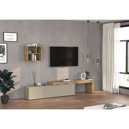 OTTO home TV-Wand &raquo;Chronos TV-Set, Wohnwand &ndash; Elemente frei platzierbar, Made in Italy&laquo; Set, 2-er set, 2 Stk. tlg. beige B/H/T: 270cmcm x 190cmcm x 