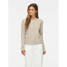 Vila Damen Strickjacke "VIKERRY CABLE L/S KNIT CARDIGAN-NOOS", beige, Gr. M, unifarben, Strick, Obermaterial: 53% Polyester, 30% Viskose, 17%