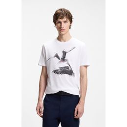 Hugo Herren T-Shirt "Dirunn"wei&szlig;100, Gr. L, unifarben, Single Jersey, Obermaterial: 100% Baumwolle, Shirts, Reine Baumwolle, Rundhalsausschnitt,