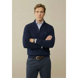 Fynch-Hatton Herren Troyer, blau, Gr. XXL, bestickt, unifarben, Strick, Obermaterial: 100% Baumwolle, Pullover, mit Logostickerei, mit