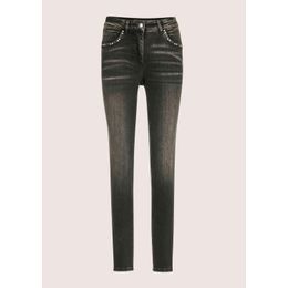 Madeleine Mode MADELEINE Damen Regular-fit-Jeans "Jeans Schmale Five-Pocket-Jeans mit Glitzer", schwarz, Modern, Gr. 36, Obermaterial: 92% Baumwolle CO. 6%