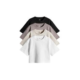 The Set T-Shirt M&auml;dchen Gr&ouml;&szlig;e 158 ecru / dunkelbeige / schwarz / wei&szlig;