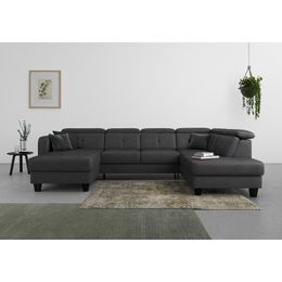 Sit & More sit&more Wohnlandschaft &raquo;Belluci U-Form&laquo; Kopfteilverstellung und Federkern, wahlweise mit Schlaffunktion grau B/H/T: 321cm x 85cm x 195cm, Luxus-