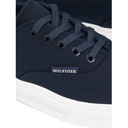 Tommy Hilfiger Herren Sneaker "TH VULC CUP CVS", Gr. 45dunkelblau, Textil, unifarben mit Farbeinsatz, Basic, Schuhe, Freizeitschuh, Halbschuh,
