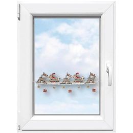 Stickereien Plauen Scheibengardine &raquo;Weihnachtsmann&laquo; Stangendurchzug 1 Stk. tlg. Fensterdekoration "Weihnachtsmann" rot Polyester 19cm, Stangendurchzug, 66cm