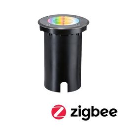 Paulmann LED Einbauleuchte &raquo;Floor IP67 rund 110mm RGBW+ 4,9W 300lm 230V Eisen geb&uuml;rstet Aluminium&laquo; 1 Stk. Tageslichtwei&szlig; Smart Home Zigbee 3.0 