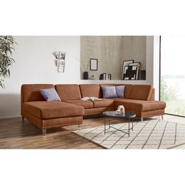 Sit & More sit&more Wohnlandschaft &raquo;Clio U-Form&laquo; wahlweise mit Schlaffunktion und Bettkasten, inklusive Federkern braun B/H/T: 319cm x 89cm x 190cm, Microfaser, 