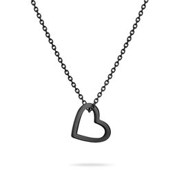 Liebeskind Berlin Damen Kette mit Anh&auml;nger &raquo;The Simple Heart, Herz&laquo; schwarz Edelstahl, L: 45 B: 2mm