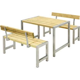 Plus Garten-Essgruppe &raquo;Cafegarnituren&laquo; 3 Stk. tlg. bestehend aus: Tisch und 2 B&auml;nke + 2 R&uuml;ckenlehnen beige B/H/T: 185cm x 75cm x 127cm