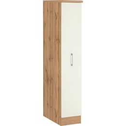 KOCHSTATION Apothekerschrank &raquo;KS-Colmar&laquo; 30 cm breit, 165 cm hoch, mit 3 Ablagen, mit Metallgriff wei&szlig; Holzwerkstoff wotaneiche, B/H/T: 30cm x 165cm x