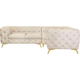 Home Affaire Chesterfield-Sofa &raquo;Ecksofa GLYNIS L-Form mit Wellenunterfederung, Ma&szlig;e B/T/H 264/204/75cm&laquo; aufw&auml;ndige Knopfheftung, moderne Chesterfield 