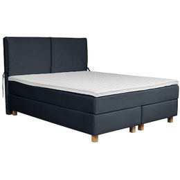 Home Affaire Boxspringbett &raquo;Nele&laquo; inkl. Topper im schlichtem Design blau Struktur fein (100% Polyester);Samtvelours (100% Polyester) Samtvelours mit 
