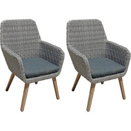 Garden Pleasure Sessel &raquo;RAPALLO&laquo; Set, 2 Stk. tlg. leicht verstaubar, inklusive Sitzkissen grau Bezug: 100% Polyester B/H/T: 70cm x 96cm x 68cm