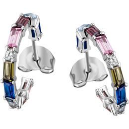 Firetti Damen Paar Creolen &raquo;Schmuck Geschenk Silber 925 Ohrschmuck Ohrringe Regenbogen&laquo; mit Zirkonia (synth.) bunt Silber 925 (Sterlingsilber)