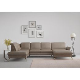 Sit & More sit&more Wohnlandschaft &raquo;Fashion U-Form&laquo; wahlweise mit Kopfteilverstellung, Vorziehsitz, motorisch, Nickelf&uuml;&szlig;e grau B/H/T: 338cm x 84cm x 207cm, Luxus