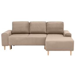Home Affaire Ecksofa &raquo;Samu L-Form&laquo; wahlweise mit Bettfunktion und Bettkasten beige Microfaser PRIMABELLE (100% Polyester);Samtoptik (100% Polyester);
